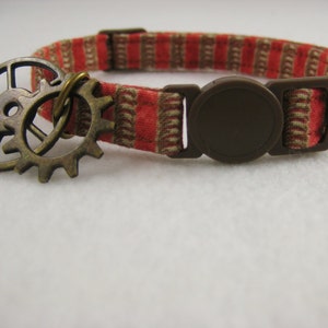 Cat Collar - Brown and Rust Steampunk Coils With Bronze Gear Charms ...
