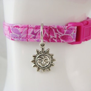 Cat Collar - Aqua Blue or Pink With Stars or Metallic Floral With a ...