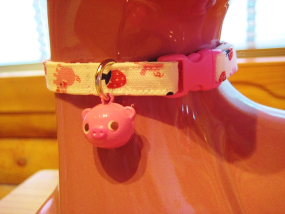 Cat Collar White and Pink Pig With Piggy Bell Safety - Etsy