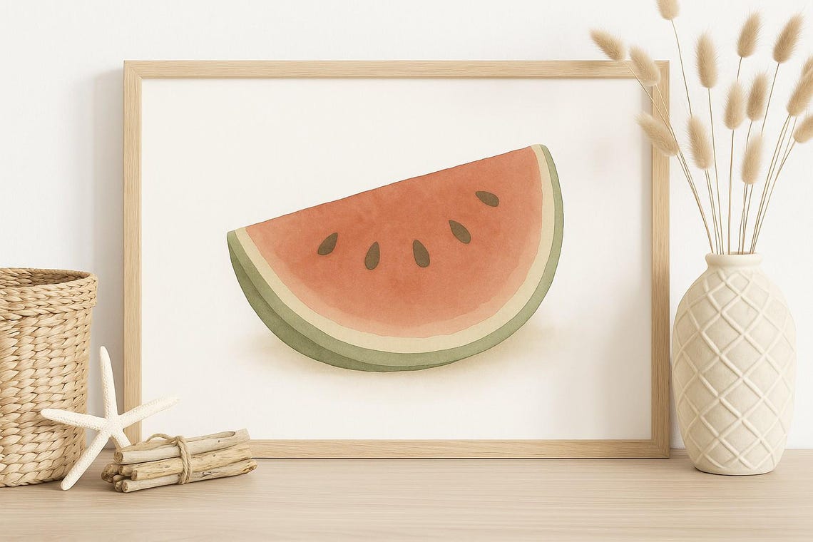 Digital Download Watermelon Print – Summer Fruit Watercolor Art - Etsy