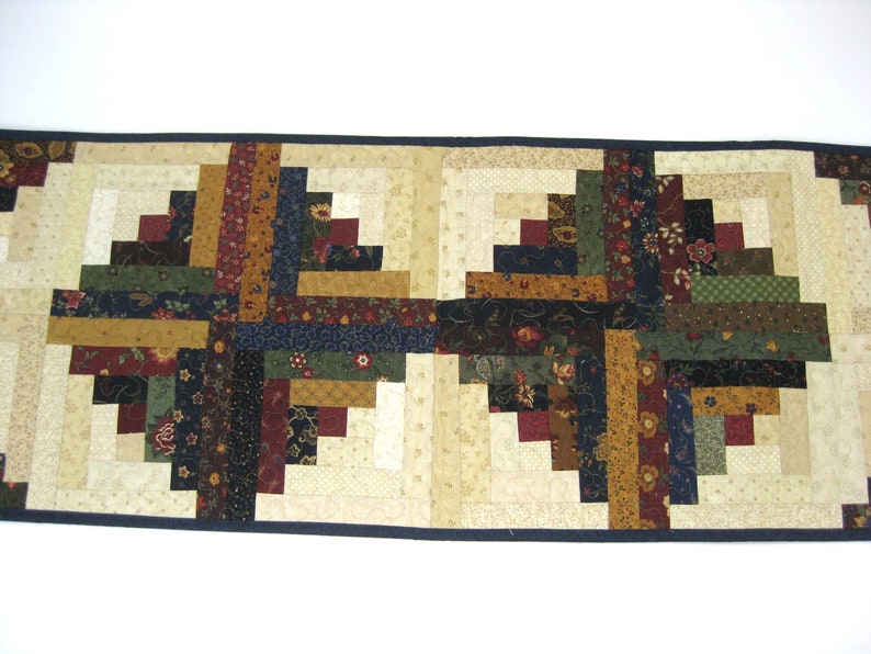 Log Cabin Quilted Table Runner Farmhouse Table Runner - Etsy