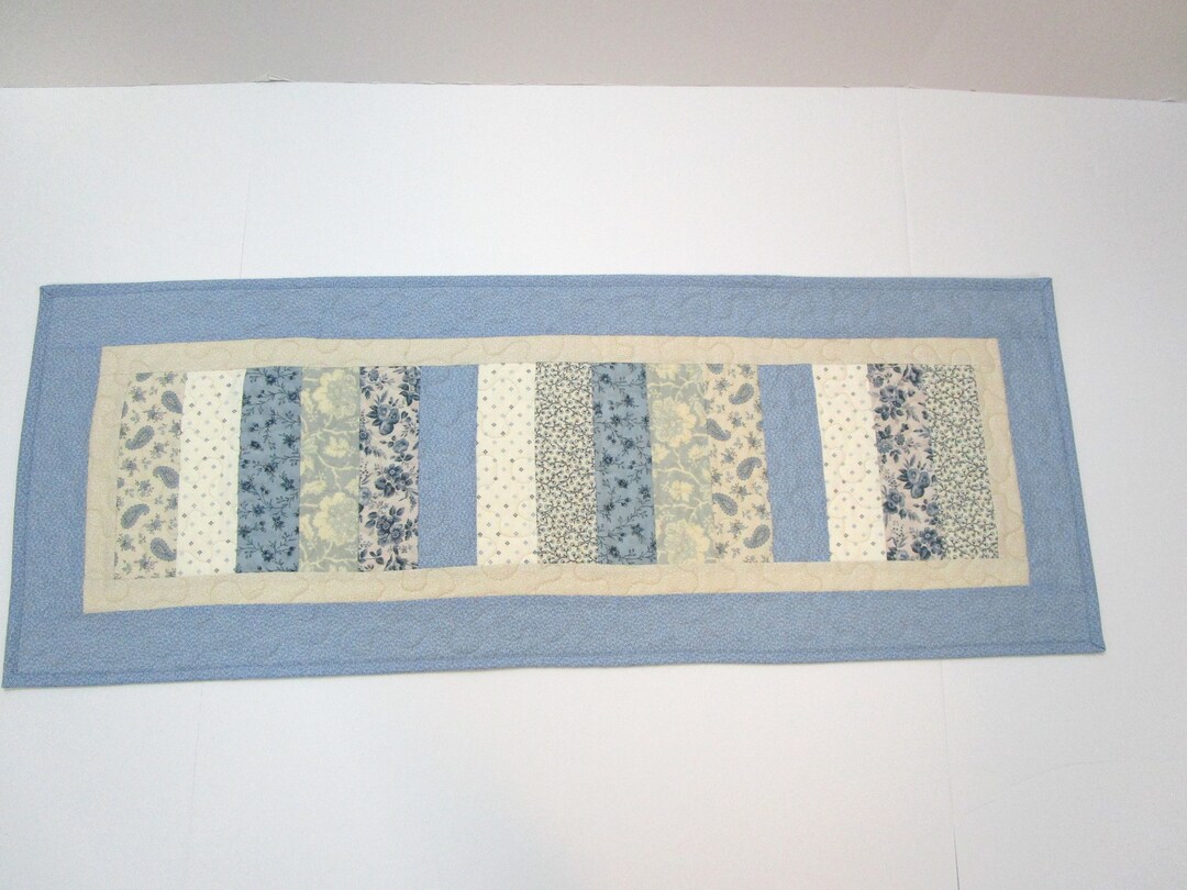 Quilted Table Runner, Quilted Blue Farmhouse Table Runner, Country ...