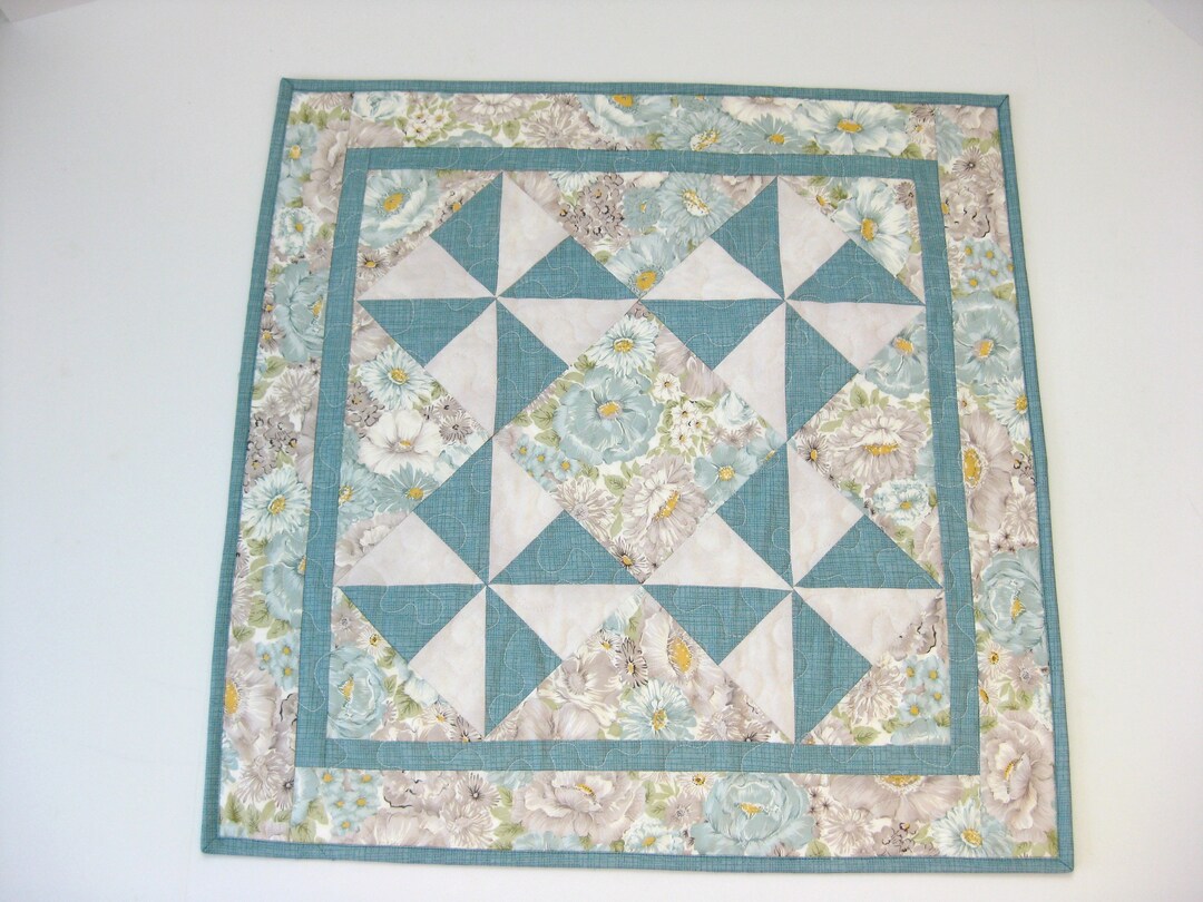 Quilted Table Topper, Pinwheel Table Topper, Modern Floral Table Mat - Etsy