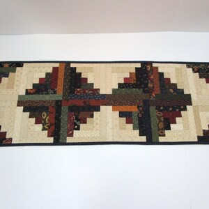 Log Cabin Quilted Table Runner, Farmhouse Table Runner, Scrappy Table ...