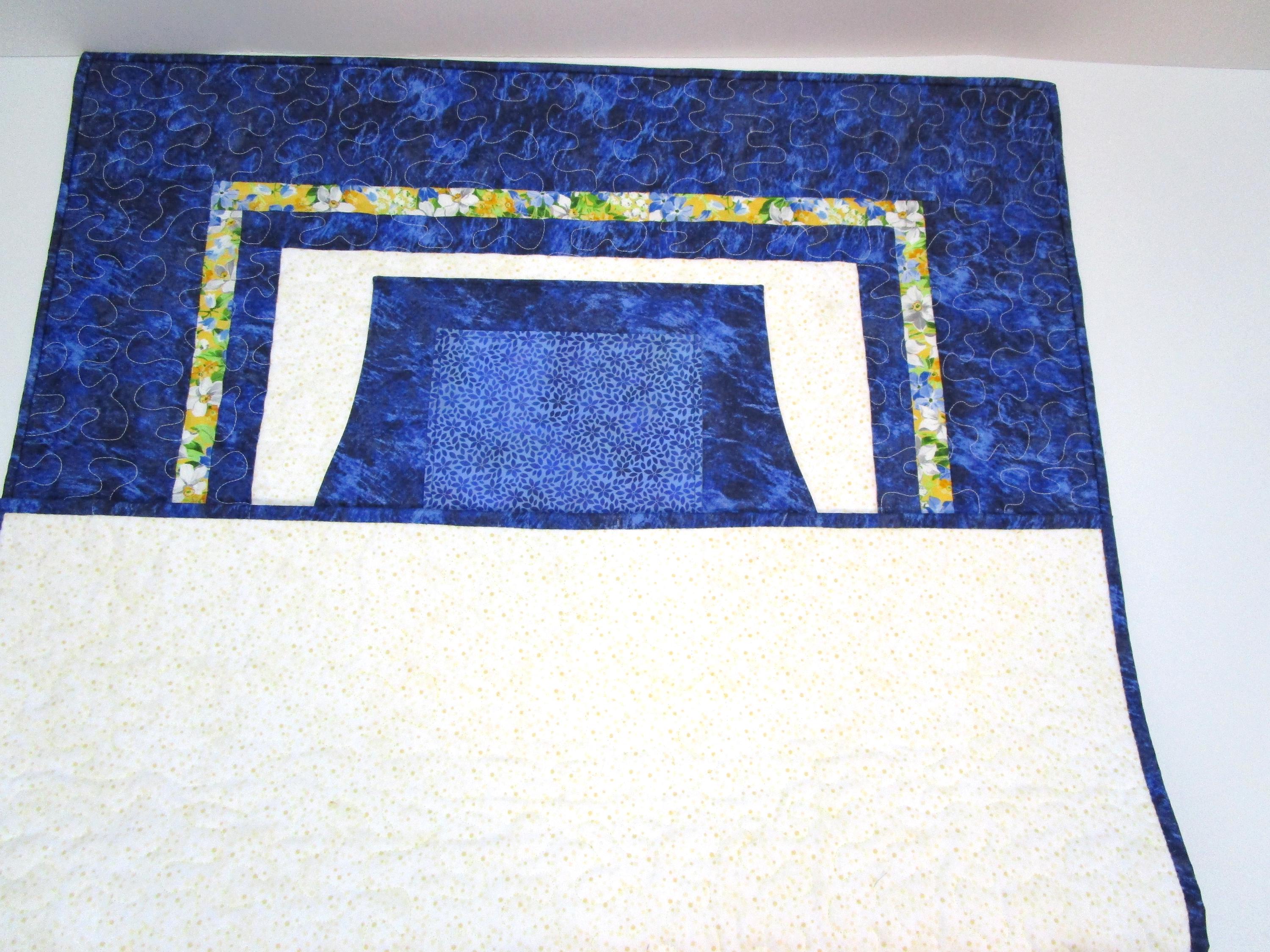 Blue Wheelchair Lap Quilt With Pockets, Cotton Flannel Backing (31x40 ...