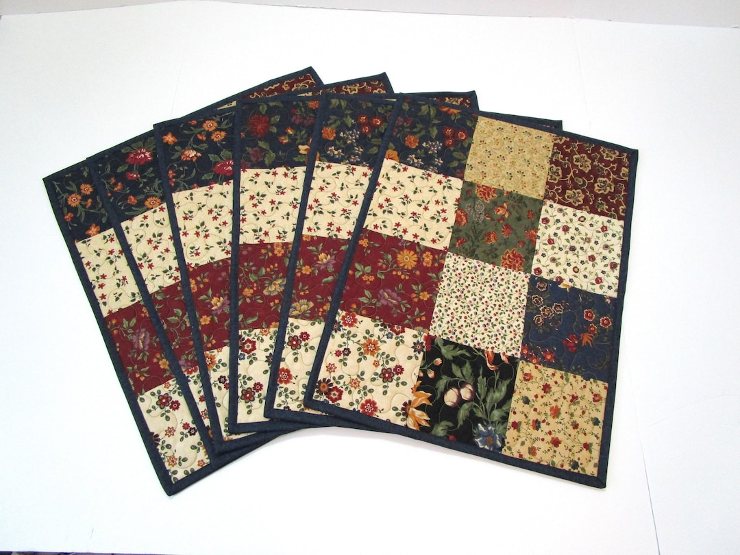 Quilted Placemats, Patchwork Placemats, Country Placemats. Set of 6 ...