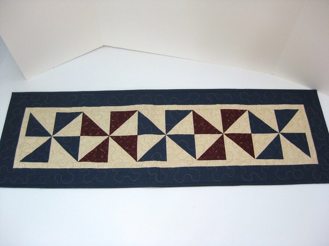 Quilted Table Runner, Pinwheel Table Runner, Farmhouse Quilted Table ...