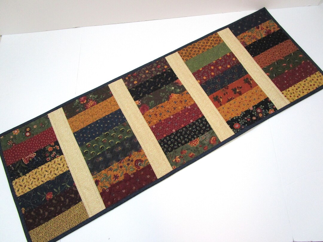 Quilted Table Runner, Scrappy Quilted Table Runner, Quilted Primitive ...