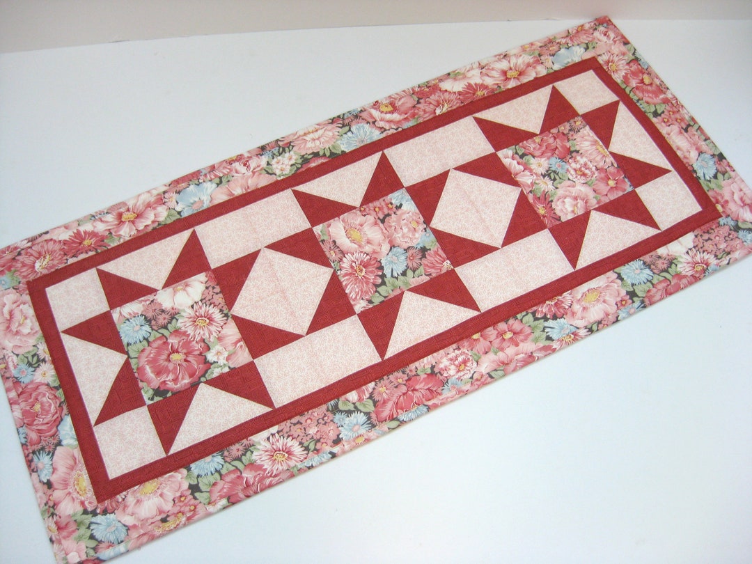 Quilted Table Runner, Quilted Star Table Runner, Spring/summer Table Runner, 16 X 36 Inches. - Etsy