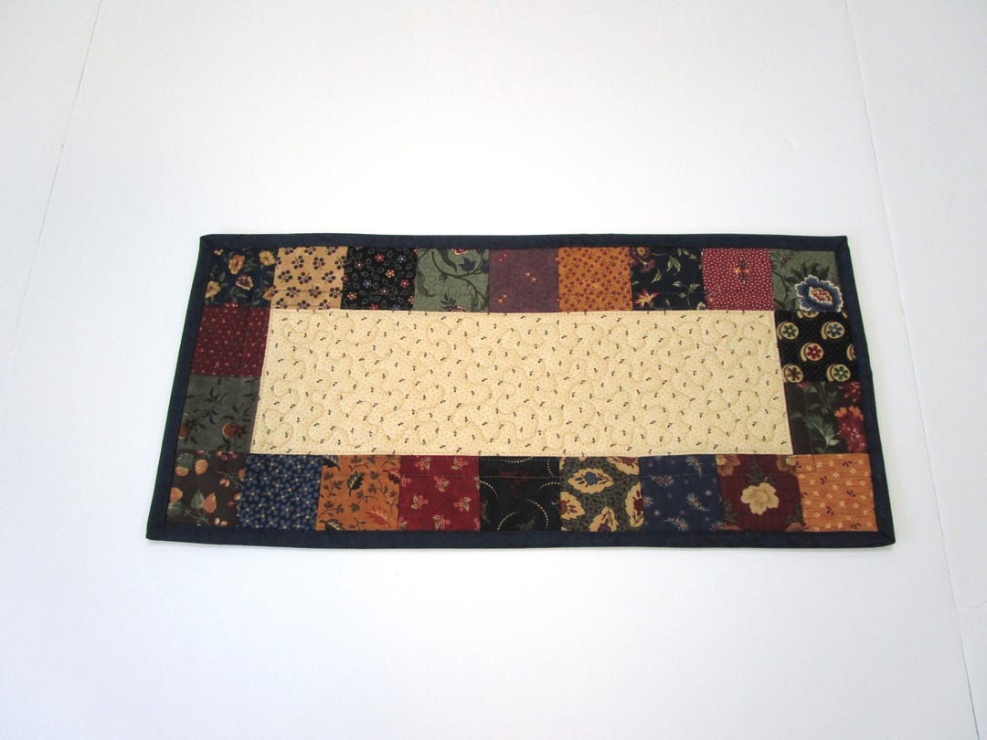 Quilted Table Topper, Small Quilted Table Mat, Table Topper, Scrappy ...
