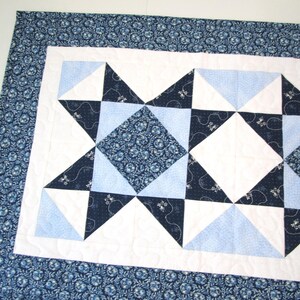 Quilted Table Runner, Quilted Star Table Runner, Blue Star Table Runner ...