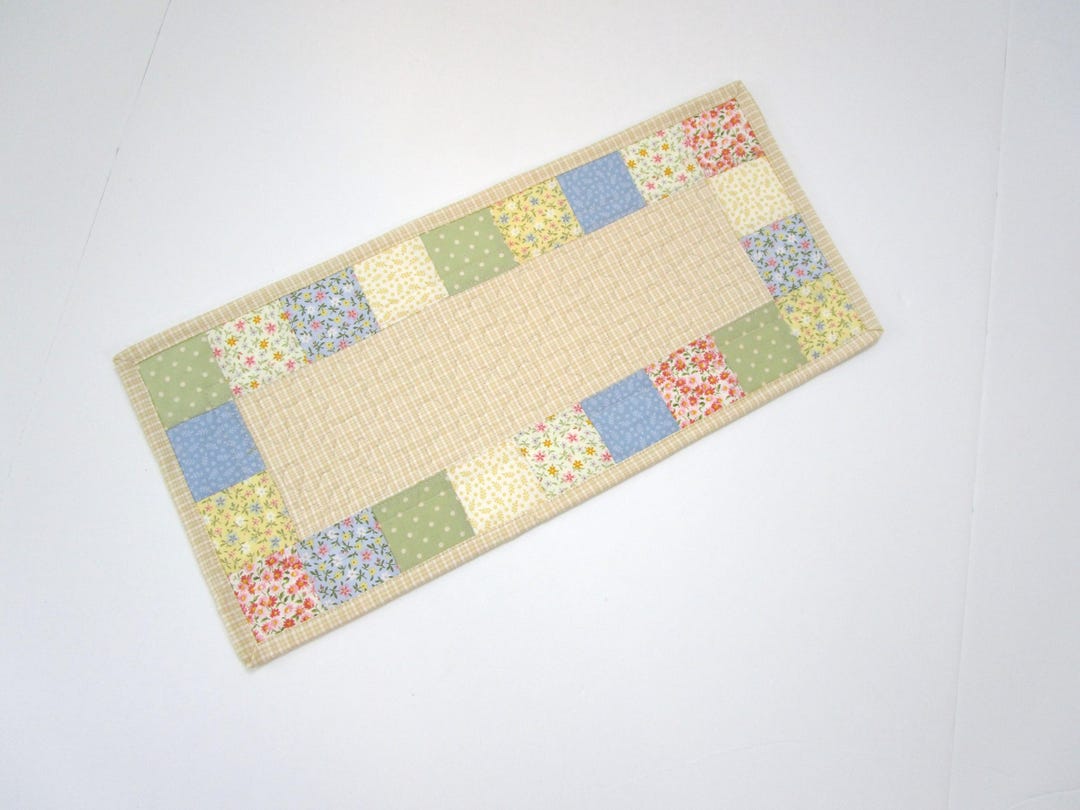 Quilted Table Topper, Small Quilted Table Mat, Table Topper, Scrappy ...