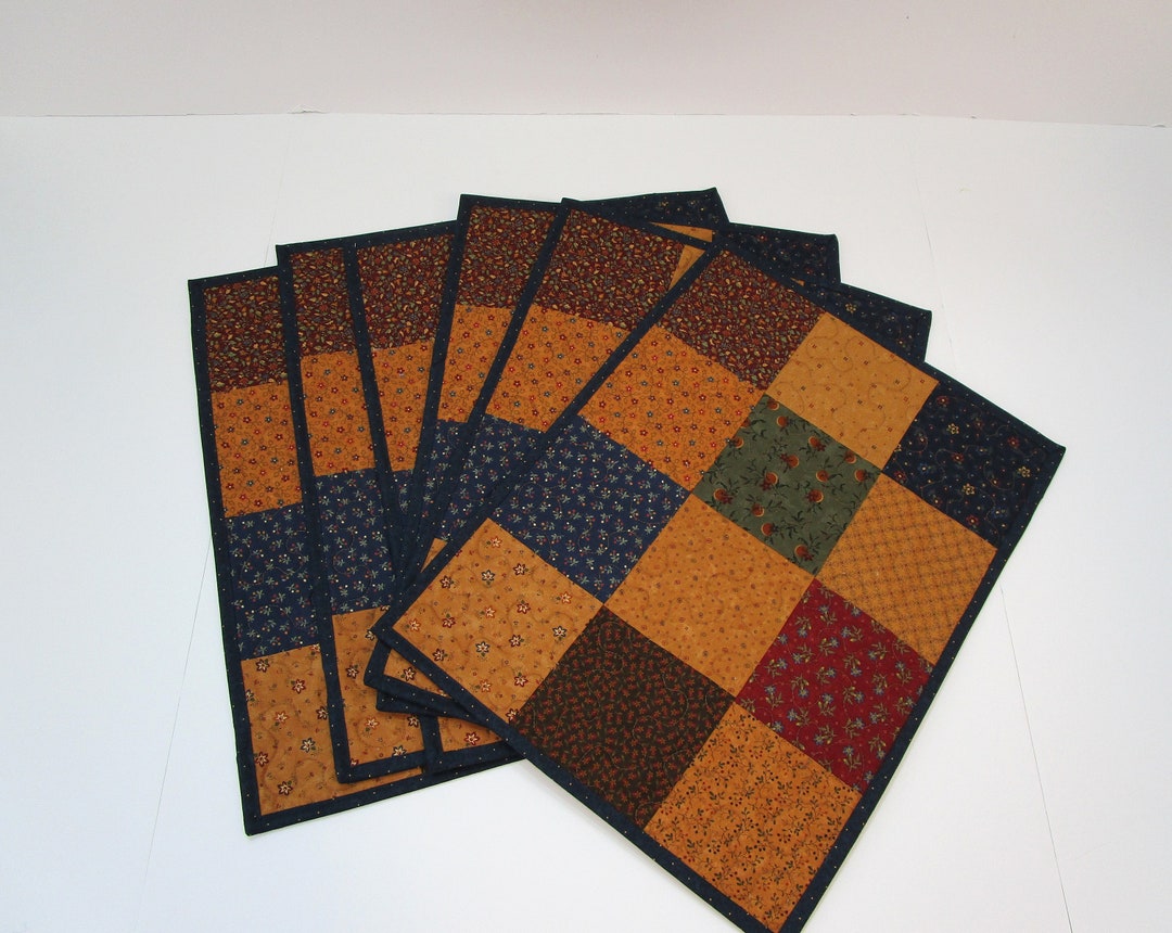 Quilted Patchwork Placemats: Set of 6 Country Floral Mats - Etsy