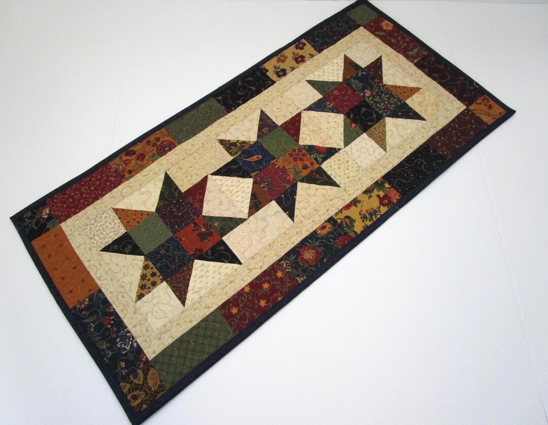 Handmade Quilted Star Table Runner, Country Farmhouse Decor (14 1/2" X ...
