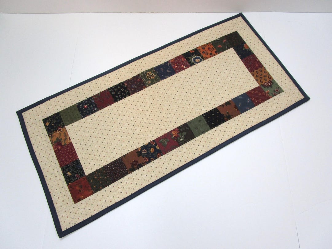 Quilted Table Runner, Scrappy Quilted Table Runner, Quilted Primitive ...