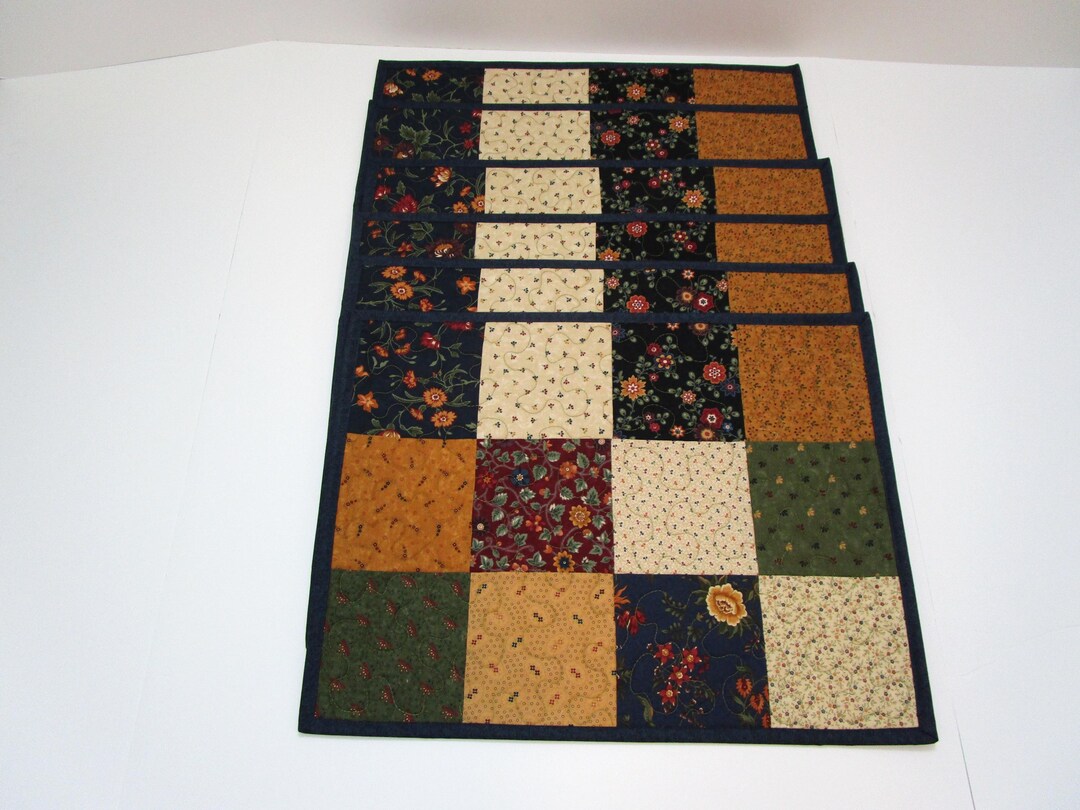 Quilted Placemats, Patchwork Placemats, Country Placemats. Set of 6 ...