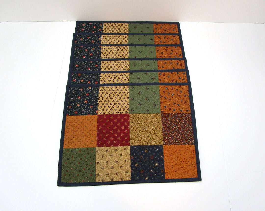 Quilted Placemats, Patchwork Placemats, Country Placemats. Set of 6 ...