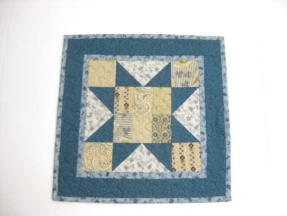 Blue Quilted Table Topper Handmade Table Mat - Etsy
