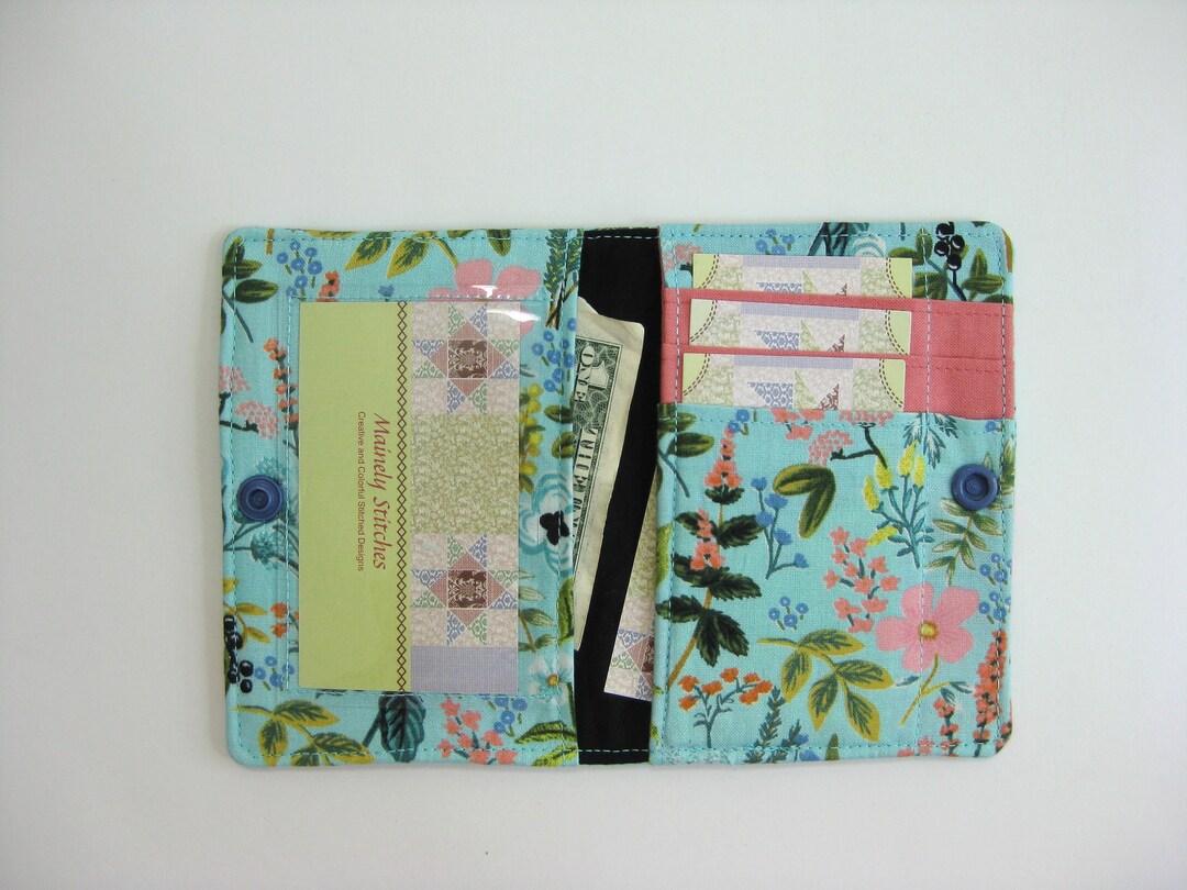 Small Wallet, Pocket Wallet, Blue Floral Wallet, Vegan Wallet ...