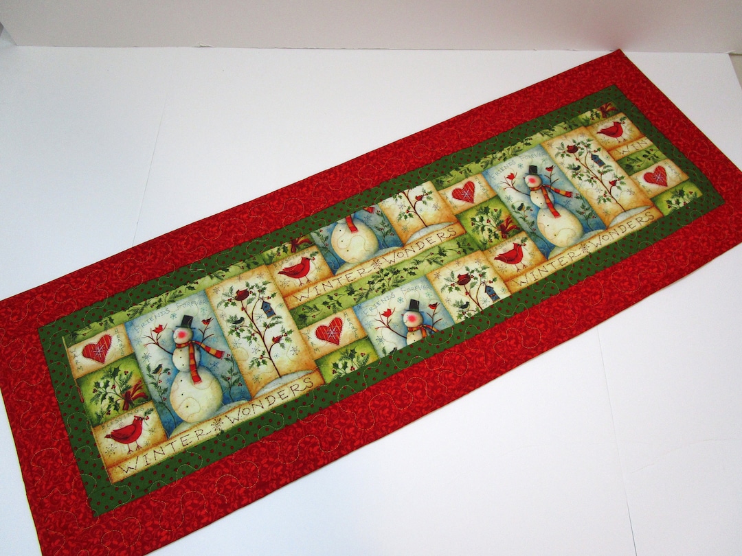 Christmas Quilted Table Runner Winter Quilted Table Runner - Etsy