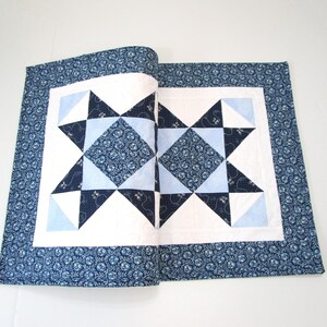 Quilted Table Runner, Quilted Star Table Runner, Blue Star Table Runner ...