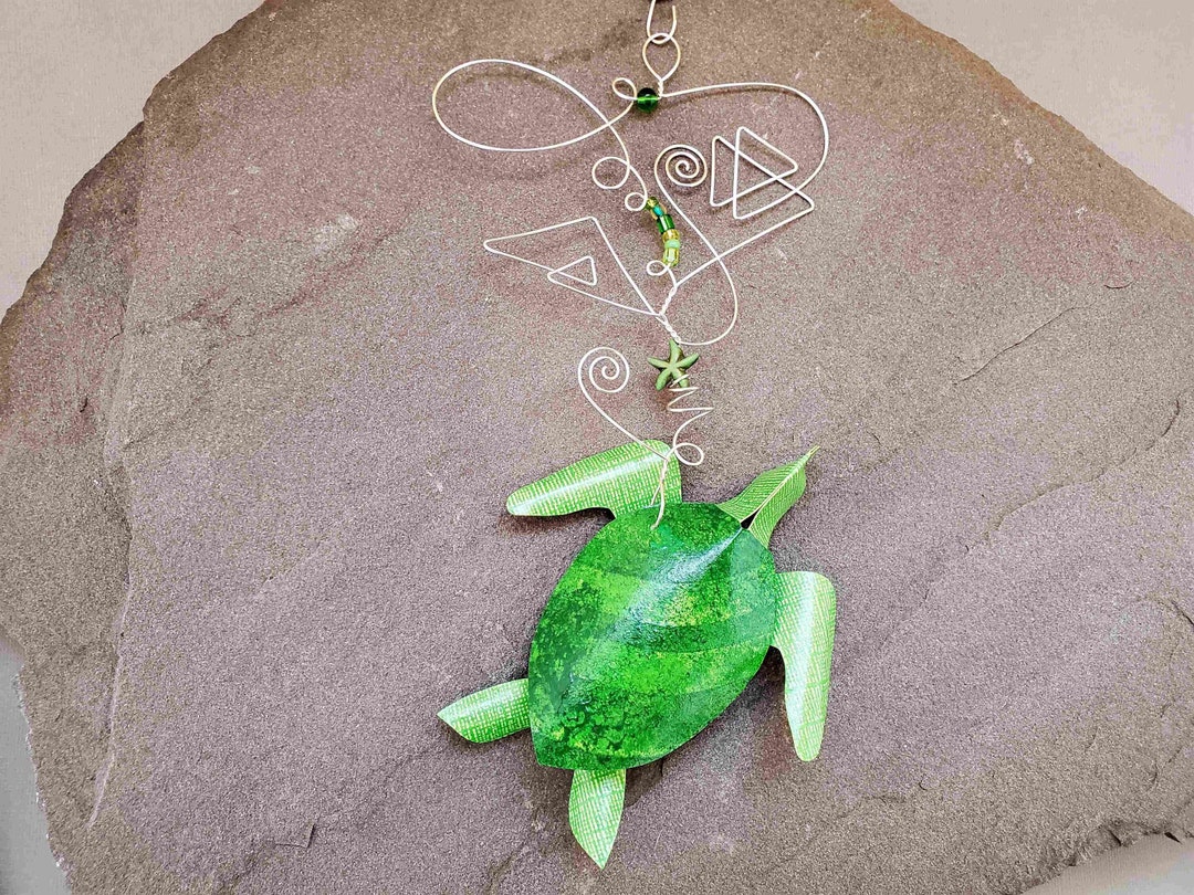 Sea Turtle Ornament, Hanging Mobile, Turtle Lover Gift, Whimsical ...