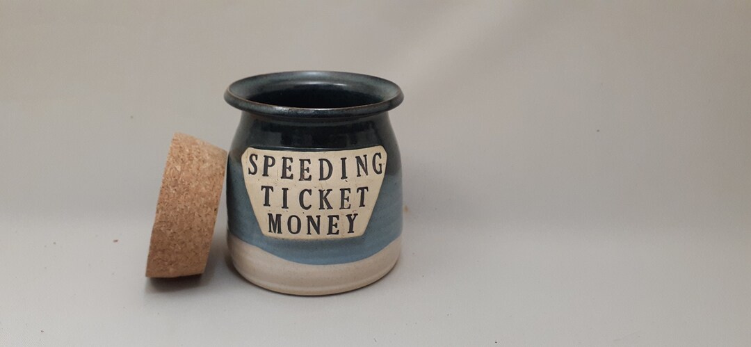 SPEEDING TICKET MONEY Jar, Money Jar, Coin Holder, Pottery Cash ...