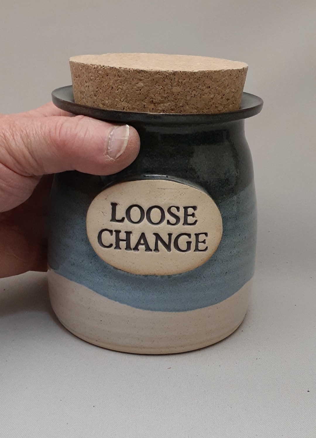 LOOSE CHANGE Jar, Money Jar, Coin Holder, Pottery Cash Container, Money ...