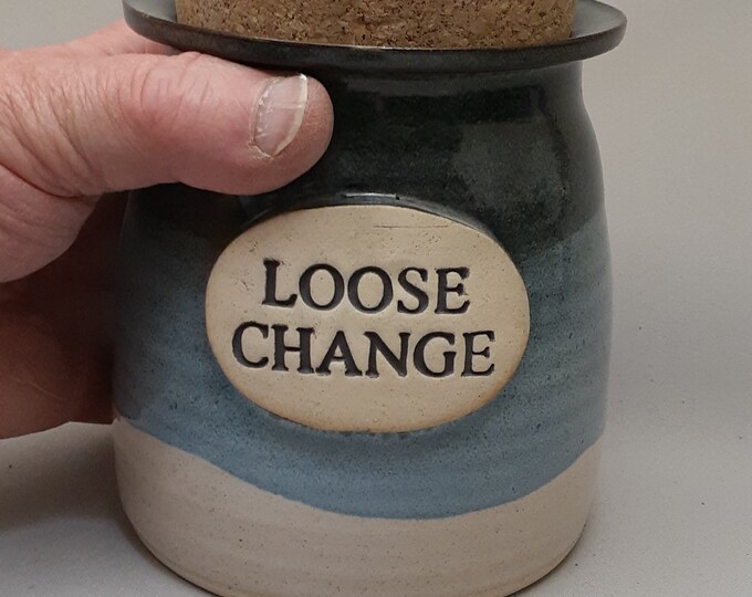LOOSE CHANGE Jar, Money Jar, Coin Holder, Pottery Cash Container, Money ...