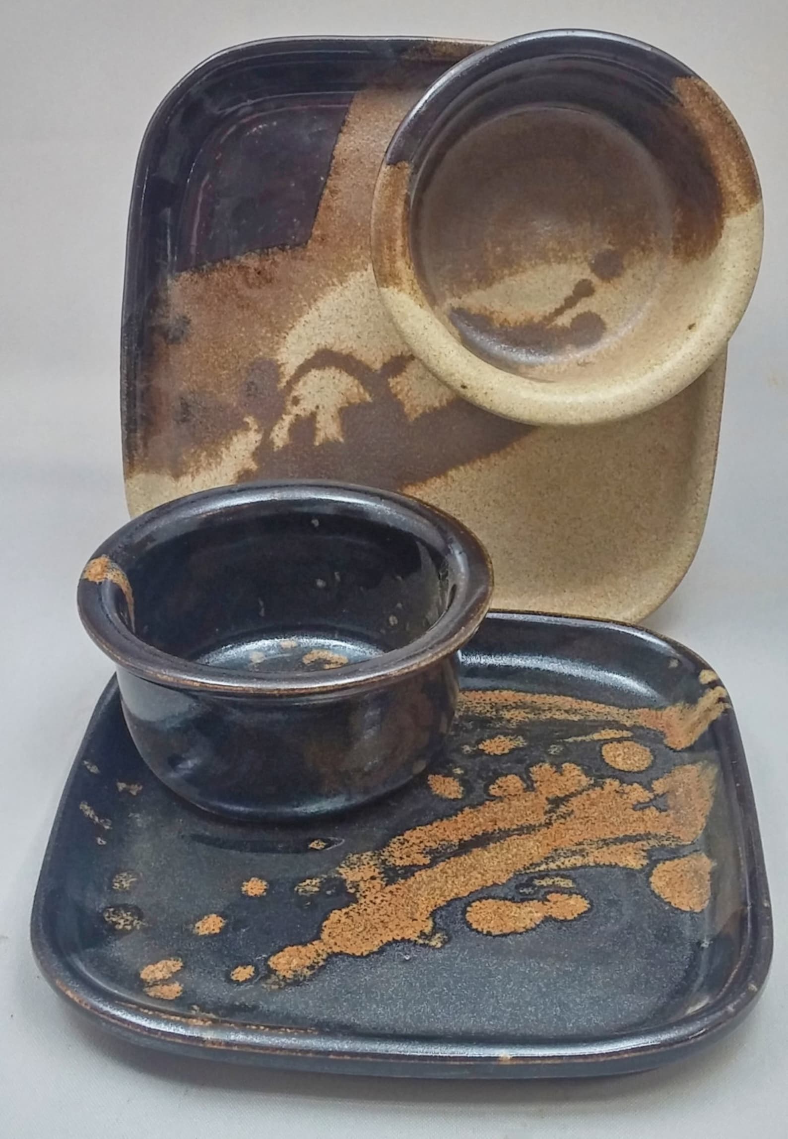 SMALL SNACK TRAY, One Piece Server, Plate With Attached Bowl, Chip and ...