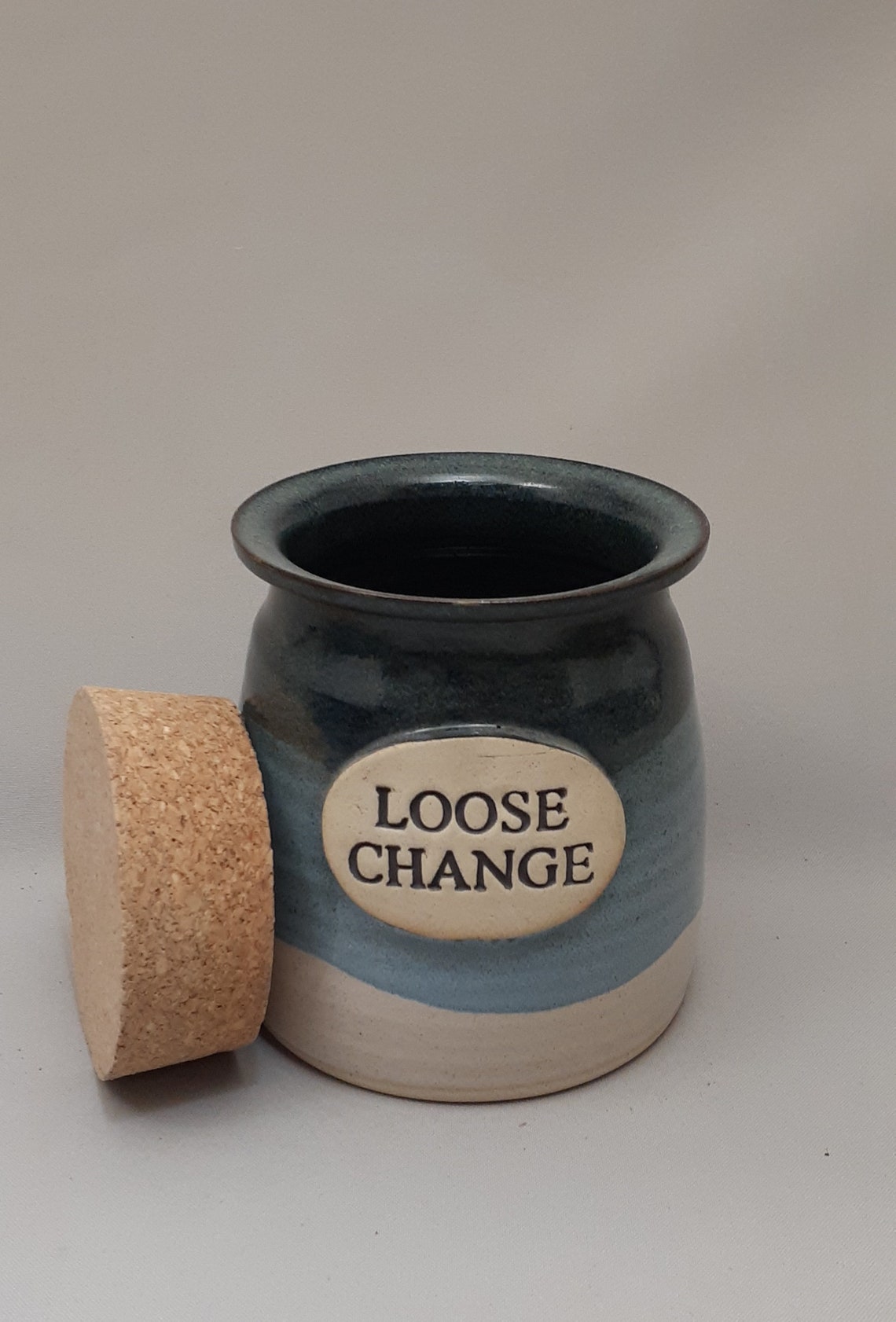LOOSE CHANGE Jar, Money Jar, Coin Holder, Pottery Cash Container, Money ...