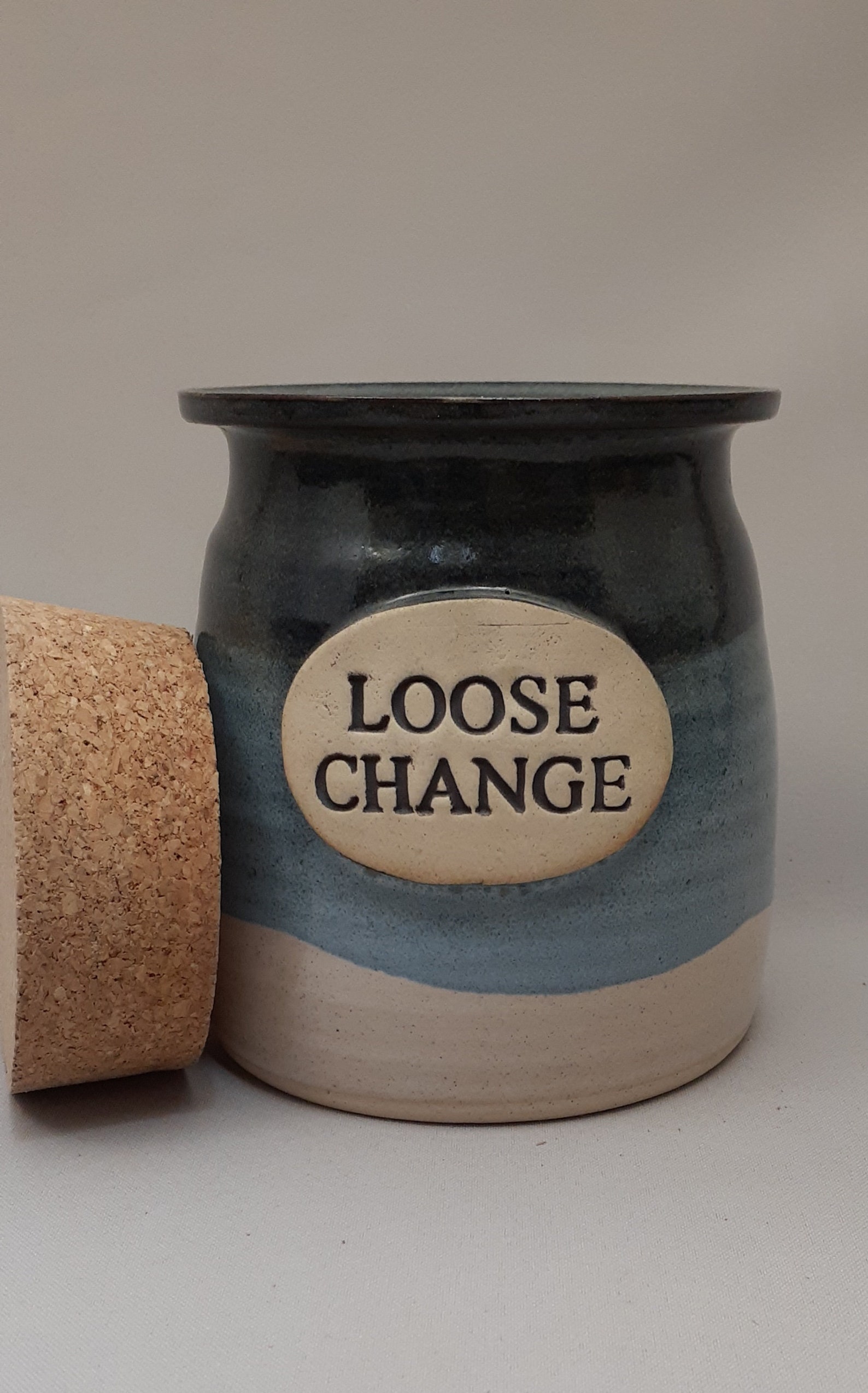 LOOSE CHANGE Jar, Money Jar, Coin Holder, Pottery Cash Container, Money ...