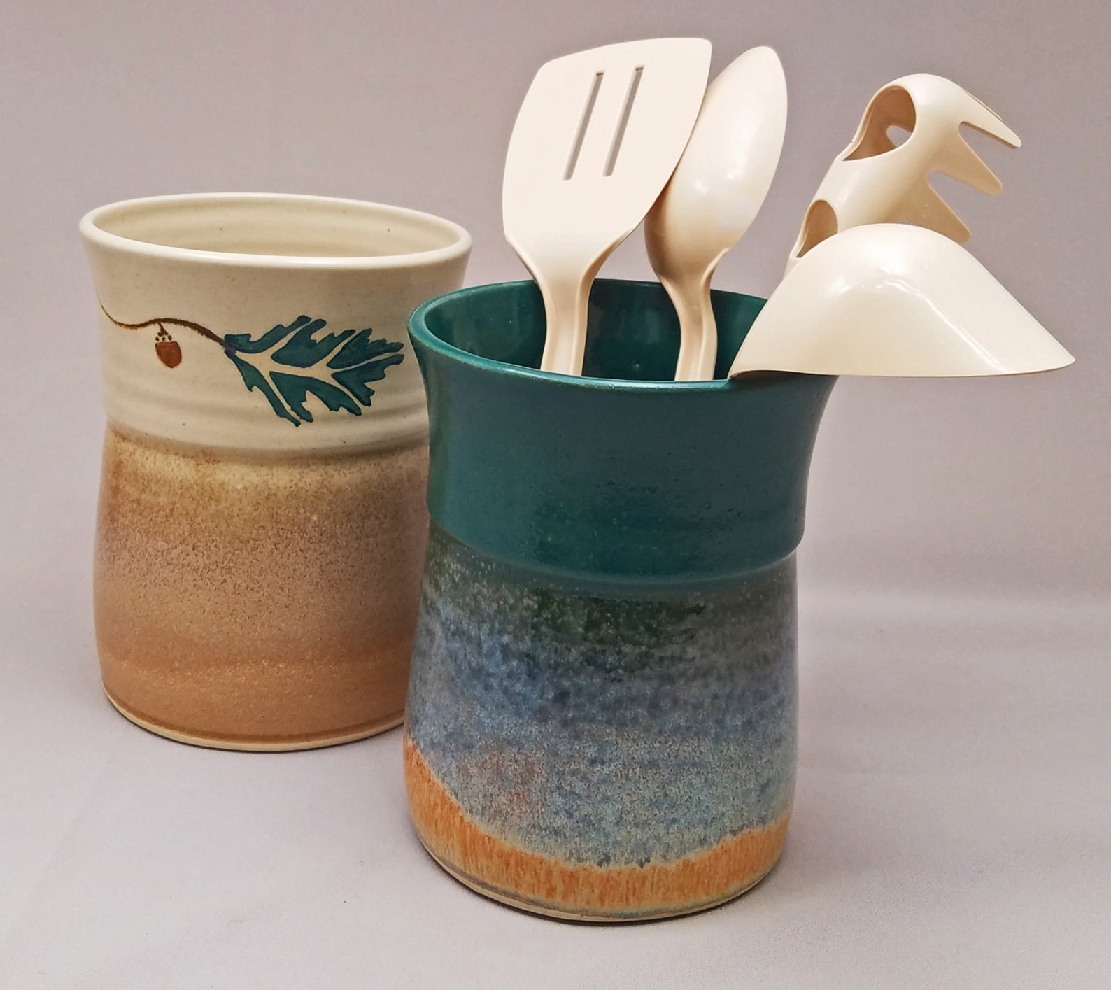 UTENSIL CROCK, Spoon Holder, Ceramic Wine Chiller, Spatula and Wisk ...