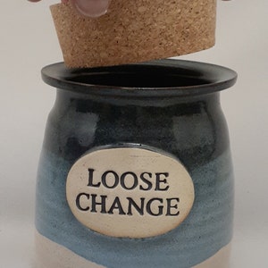 LOOSE CHANGE Jar, Money Jar, Coin Holder, Pottery Cash Container, Money ...