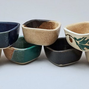 TWO SQUARE Mini BOWLS, Tiny Pottery Bowls, Small Ceramic Serving Bowls ...