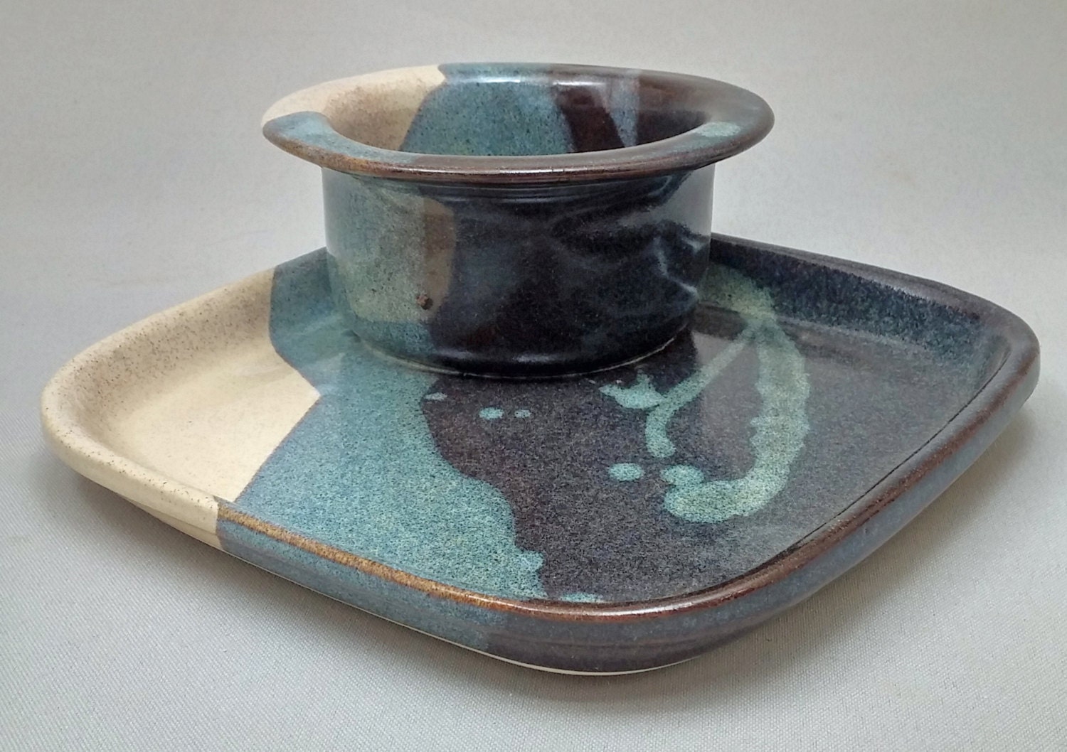 SMALL SNACK TRAY, One Piece Server, Plate With Attached Bowl, Chip and ...