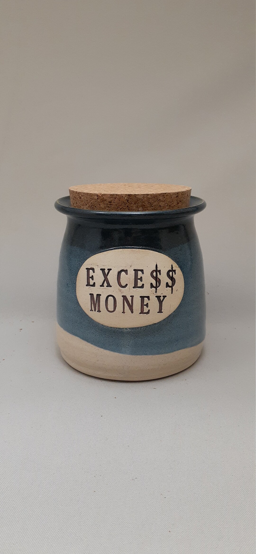 EXCESS MONEY Jar, Money Jar, Coin Holder, Pottery Cash Container, Money ...
