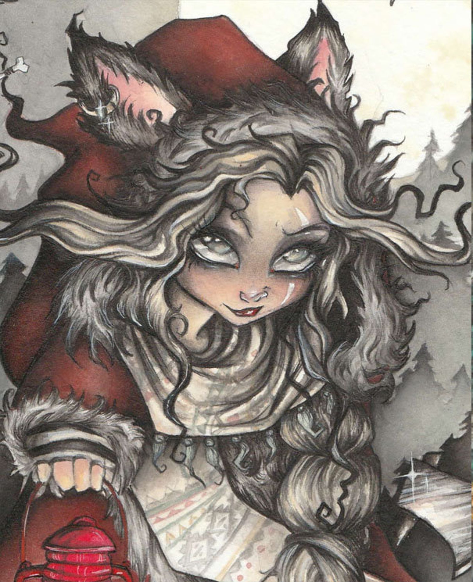 Original 'wolf Child' Painting - Etsy