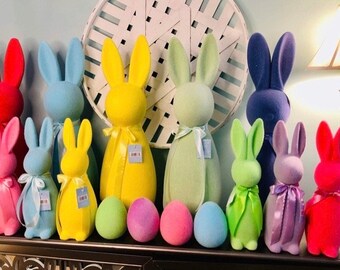 Easter Flocked Bunny Decor - Etsy