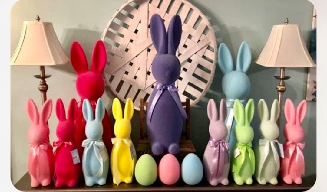 Sale 16 Flocked Bunnies, Easter Home Decor, Adorable Modern Bunny, Many ...