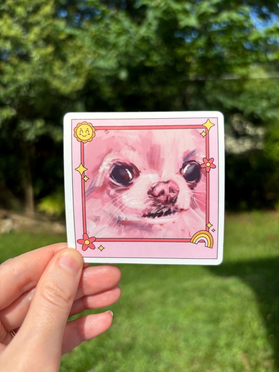 Side Eye From a Pink Dog Sticker – Glossy Chihuahua Gifts for Dog ...