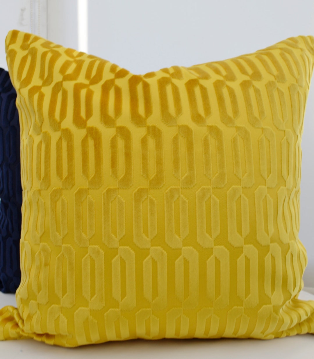 Yellow Pillow Cover,yellow Velvet Pillow Cover,modern Cut Velvet Pillow ...