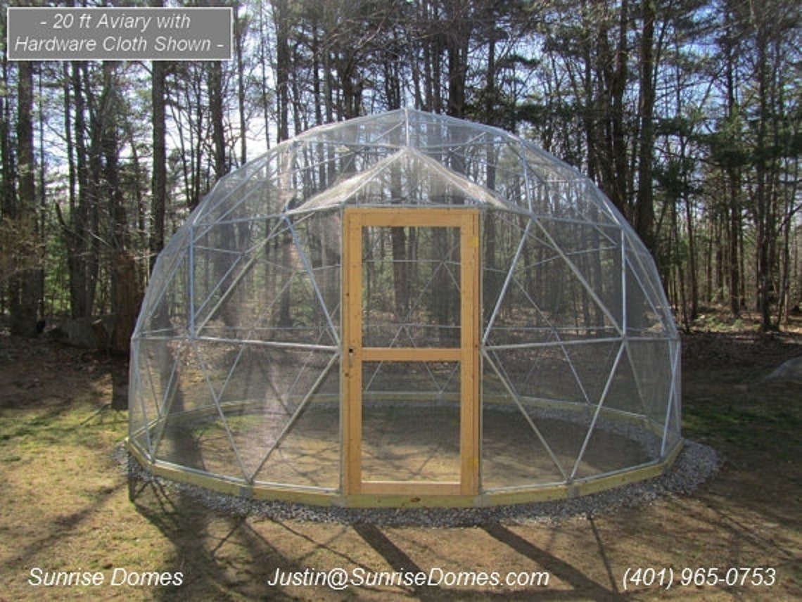 16 Ft Geodesic Dome Outdoor Aviary, Flight Cage, Animal Pen With Avian ...