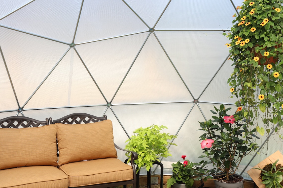 16 Ft Diameter Geodesic Dome Greenhouse Kit With Translucent Vinyl ...