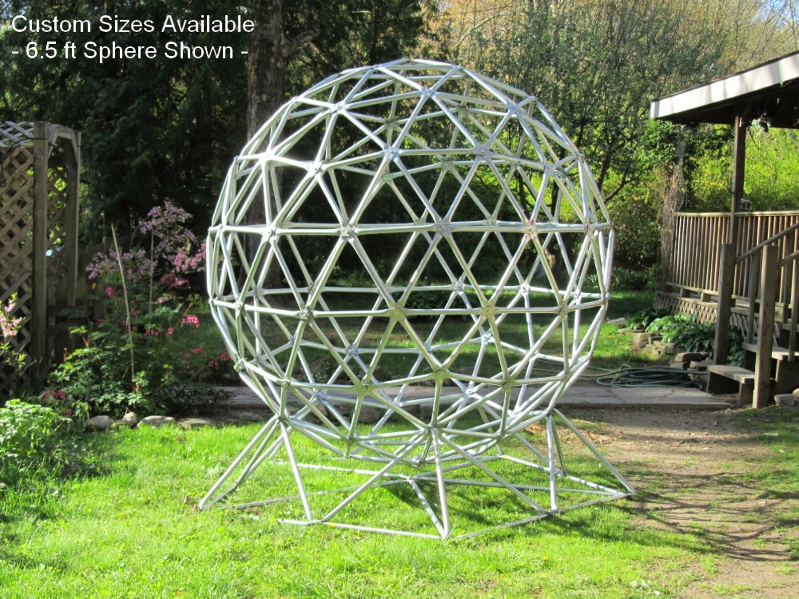 Geodesic Sphere Sculpture, Metal Yard Art, Over 4 Ft High - Etsy
