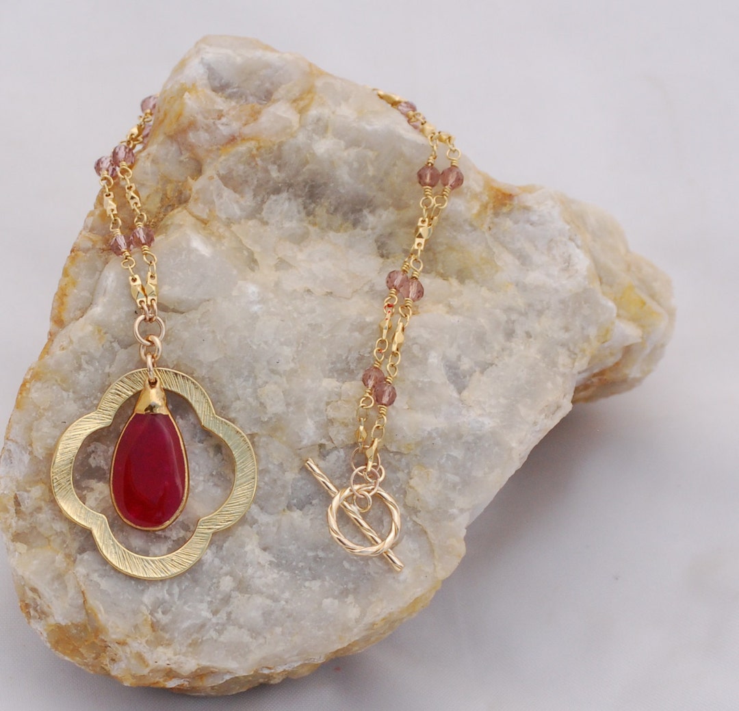 Ruby Red Quartz Necklace - Etsy