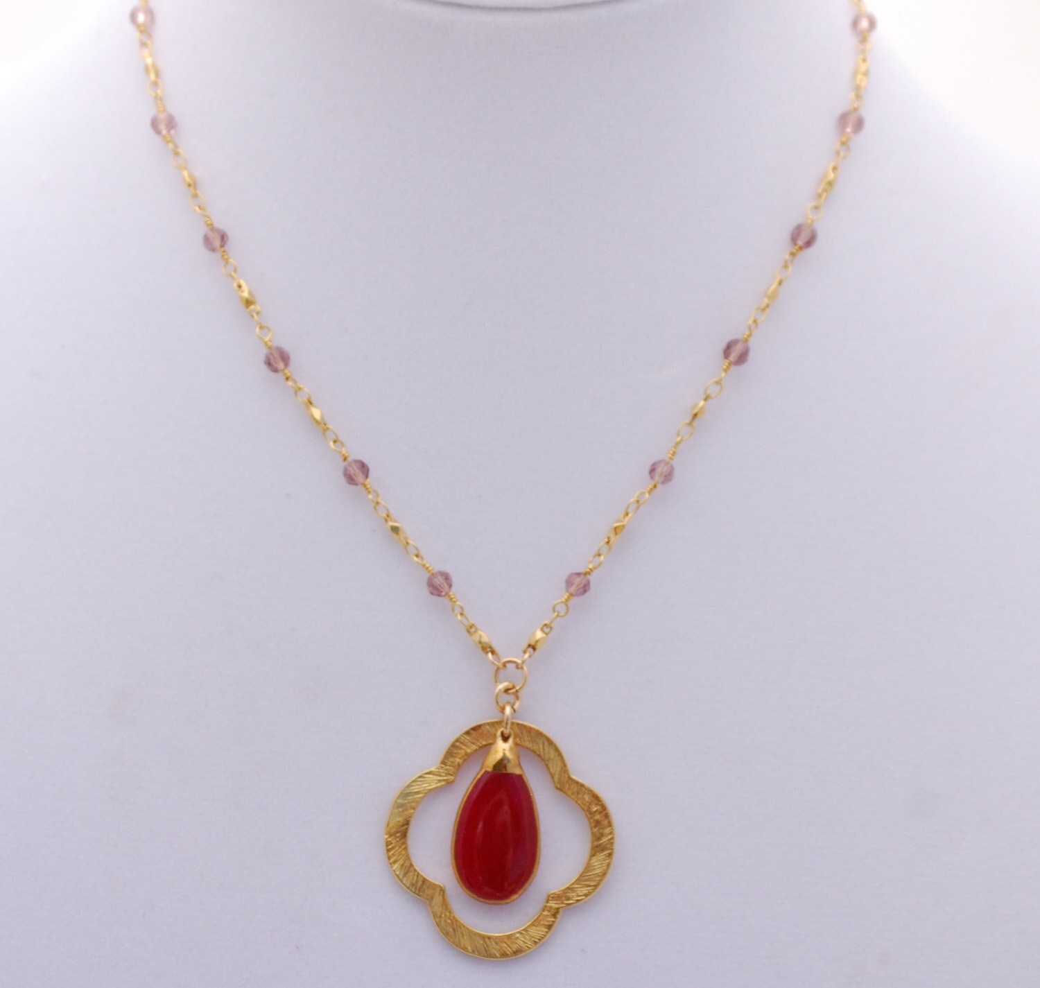 Ruby Red Quartz Necklace - Etsy