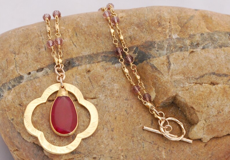 Ruby Red Quartz Necklace - Etsy