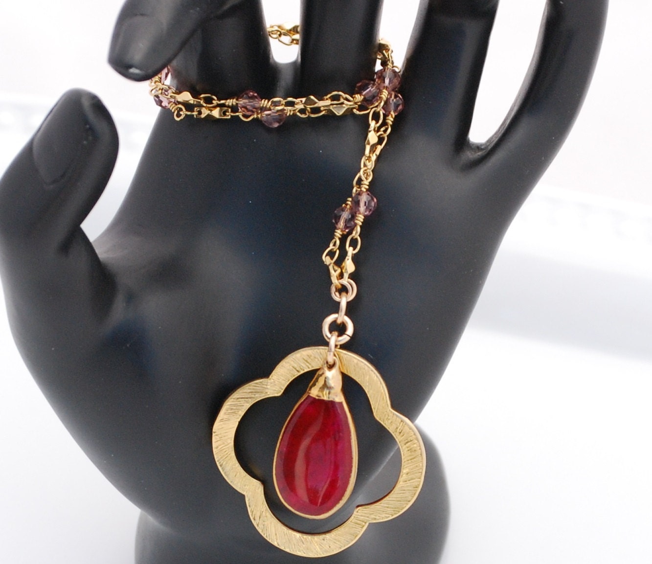 Ruby Red Quartz Necklace - Etsy