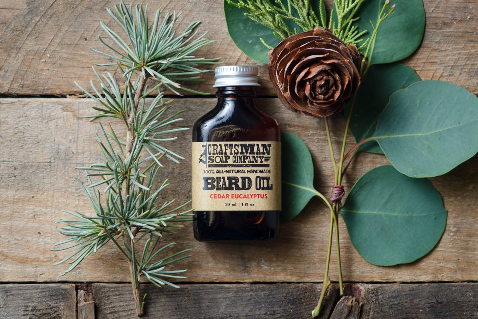 Cedarwood & Eucalyptus Beard Oil. One Ounce Flask Bottle. 100% All ...